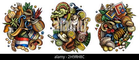 Set of Paraguay traditional symbols and objects Stock Vector Image ...