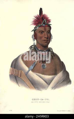 Native, American Indian chief with big feather headdress Stock Photo ...