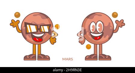 Mars cartoon character with happy face expression on white background ...