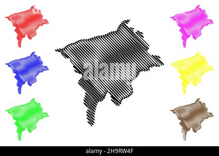 Jorhat district (Assam State, Republic of India) map vector ...