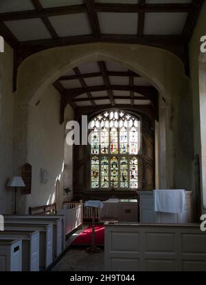 Interior of Saint Nicholas chapel, Gipping, Suffolk, England, UK view ...