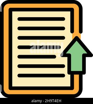 Upload tablet text icon. Outline upload tablet text vector icon color ...