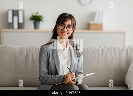 Portrait of professional psychologist therapist social worker woman ...