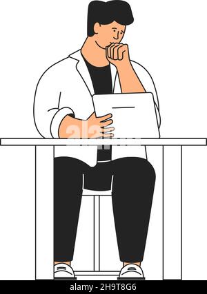Worried man employee stressed with online notifications Stock Vector ...