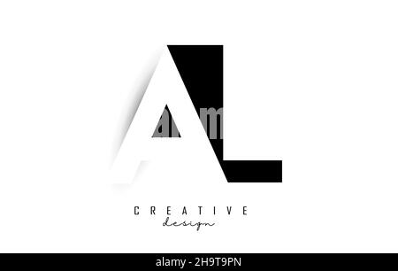 AL A L Creative Modern Black Letters Logo Design with Brush Swoosh ...