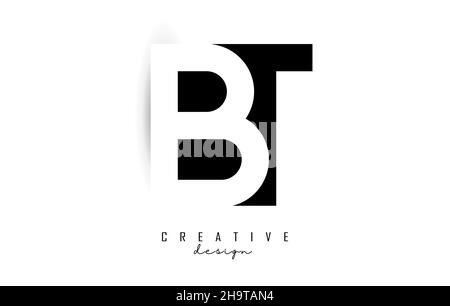 BT B T Creative Modern Black Letters Logo Design with Brush Swoosh ...