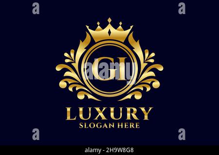 GI Letter Luxurious Brand Logo Template, for Restaurant, Royalty ...