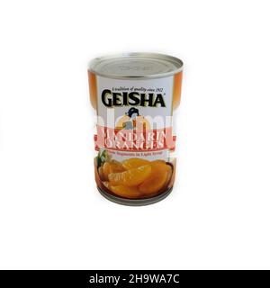 A 15 ounce or 425 gram tin can of Geisha brand mandarin oranges whole ...