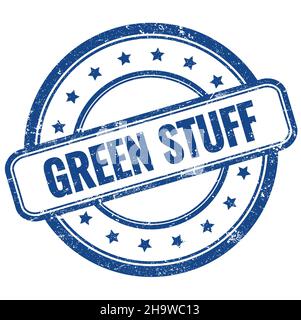 GREEN STUFF text on blue grungy rectangle stamp sign Stock Photo - Alamy