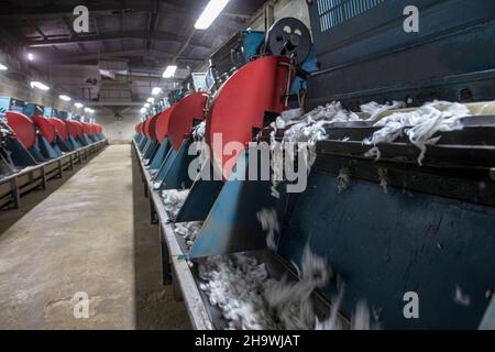 Modern cotton gin machine. The cotton engine or cotton gin, that is ...