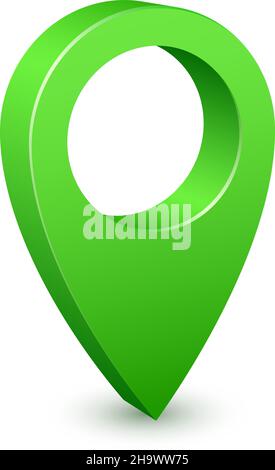 Green Map location pointer 3d pin. Navigation icon for web, banner ...