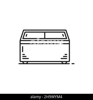 Horizontal freezer fridge in supermarket store isolated color line icon ...