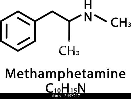 Methamphetamine (crystal meth, methamfetamine) stimulant drug molecule ...