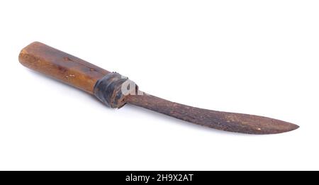old rusted machete isolated on white background Stock Photo - Alamy