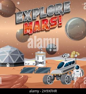 Explore Mars word logo poster illustration Stock Vector Image & Art - Alamy