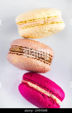 A close-up shot of different flavored desserts with their names Stock ...