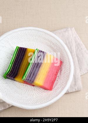 Kue Lapis or Kue Pepe or Rainbow sticky layer cake, Indonesian ...