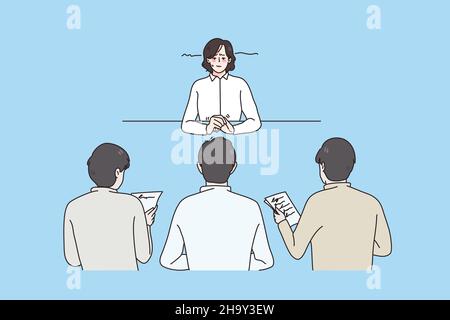 Person on Job Interview or Student on Examination, Vector Cartoon Stick ...