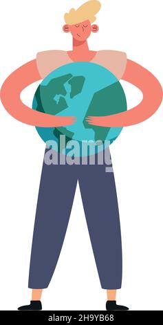 male ecologist lifting earth planet Stock Vector Image & Art - Alamy