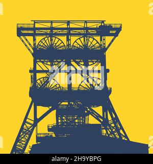 Mining complex vector outline. Coal mine silhouette illustration ...