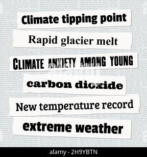 Climate change news headlines. Newspaper clippings about global warming ...
