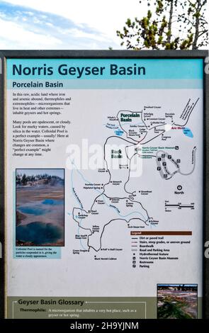 Map of Norris Geyser Basin, Yellowstone, Wyoming, USA, February Stock ...