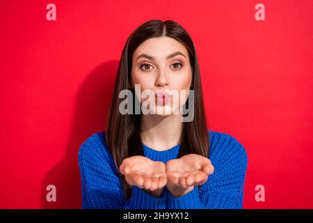 Photo of dreamy adorable young woman dressed unicorn nightwear smiling ...