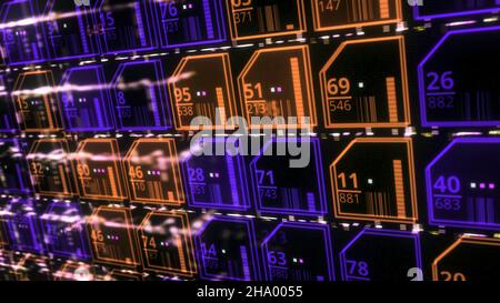 3D cells with numbers. Animation. Futuristic background with computer ...