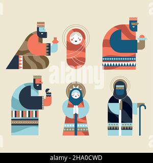 six nativity manger characters group Stock Vector Image & Art - Alamy