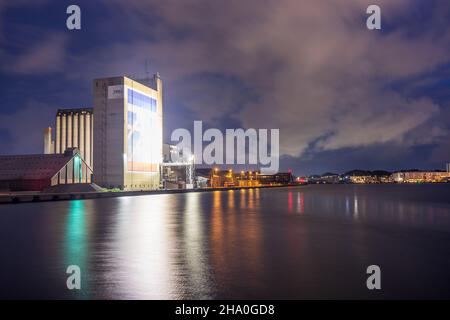 Aalborg: north bank of Limfjord, factory, in Aalborg, Jylland, Jutland ...