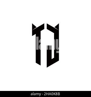 TJ Logo monogram with shield shape isolated black background design template Stock Vector Image ...