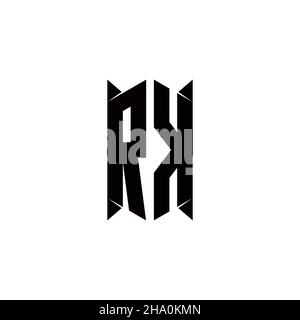 RK Logo monogram with shield shape outline design template isolated in ...