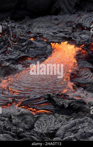 Eruption at Fagradalsfjall, Iceland. Incandescent lava is erupted from ...