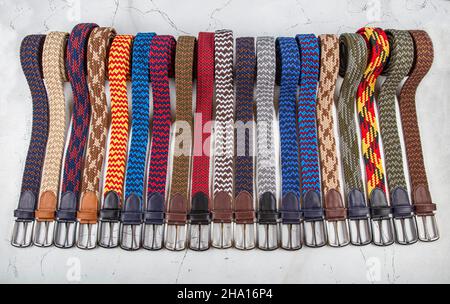 Fastened fashionable men's Elastic belts with dark matted metal buckle ...