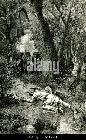 The death of King Philip (Metacom), a Native American leader who led ...