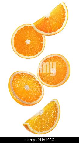 falling oranges isolated on a white background Stock Photo - Alamy