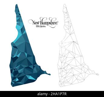 New Hampshire maps vector outline counties, townships, regions ...