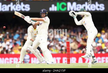 Australia's Alex Carey plays a shot during the second Ashes cricket ...