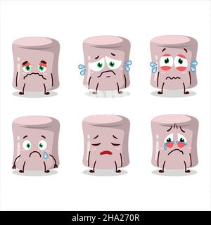 Strawberry marshmallow cartoon character with sad expression. Vector ...