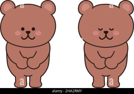 Cartoon bear bowing to someone. Vector illustration isolated on a ...