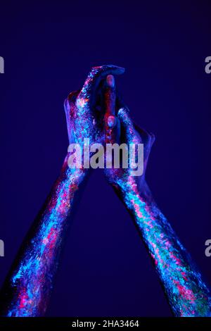 Modern psychedelic creative element with human palm for posters ...
