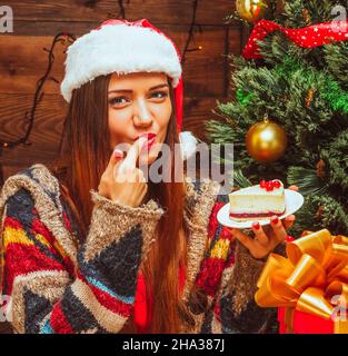 Photo of sweet pretty lady dressed striped shirt choosing green pink ...