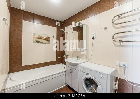 Russia, Moscow- May 06, 2020: interior room apartment modern bright ...