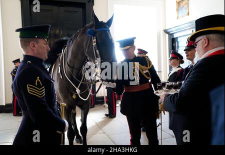 Adjutant of Sandhurst military academy Major Peter Middlemiss rides his ...