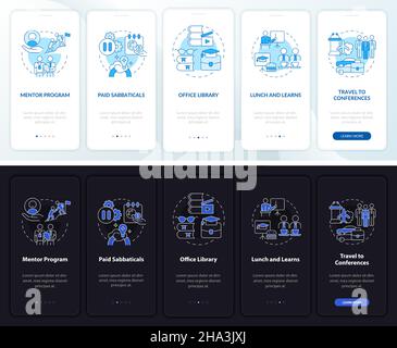Employee education perks onboarding mobile app page screen Stock Vector ...