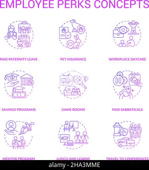 Corporate perks at work gradient linear vector icons set Stock Vector ...