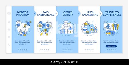 Employee education perks onboarding mobile app page screen Stock Vector ...