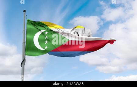 Comoros flag - Fabric flag of Comoros country, Background and wallpaper ...