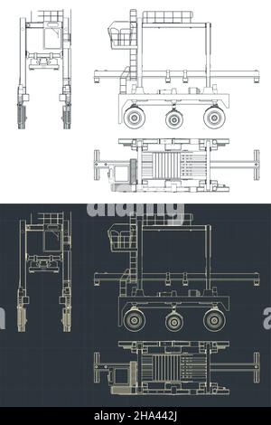 Stylized vector illustration of drawings of straddle carrier Stock ...