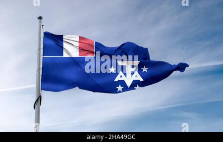 3D-Illustration of a French Southern Territories flag - realistic ...